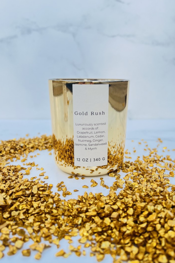 Shiny Gold Candle 12 oz | Gold Rush | Wooden WIck Candle - Luxe ...